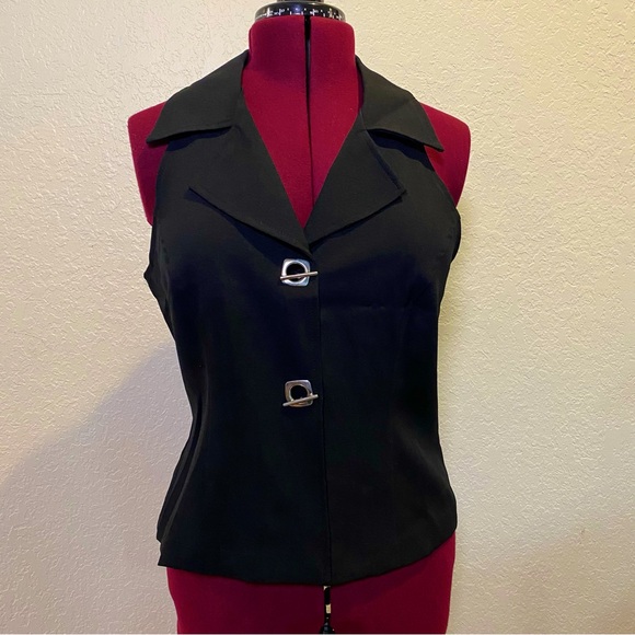 Jackets & Coats | Dawn Joy Black Button Up Collard Vest Blazer 13 ...